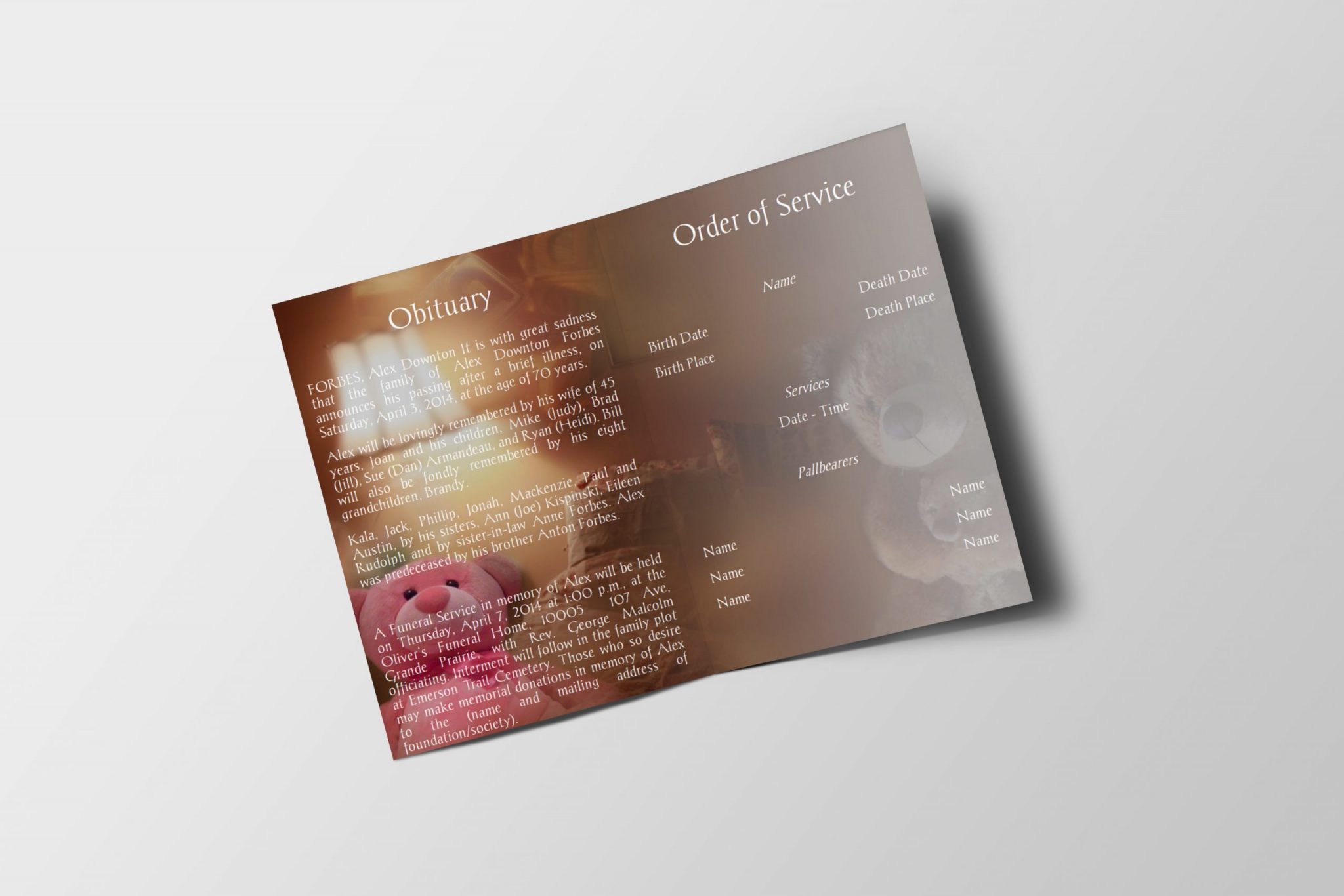 Baby Funeral Program Template - Funeral Pamphlet Site