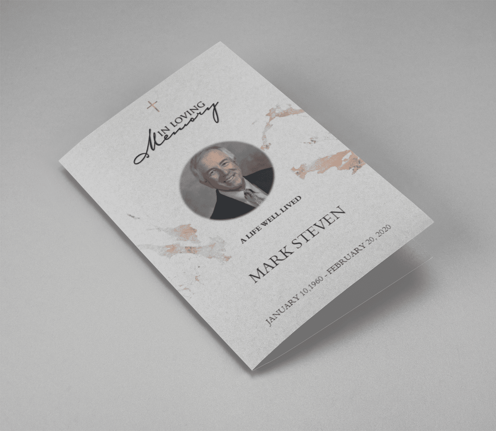Cream Gold Marble Funeral Program Template