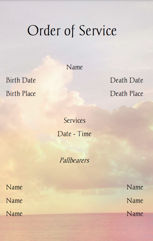 Going Home Funeral Program Template - Funeral Pamphlet Site