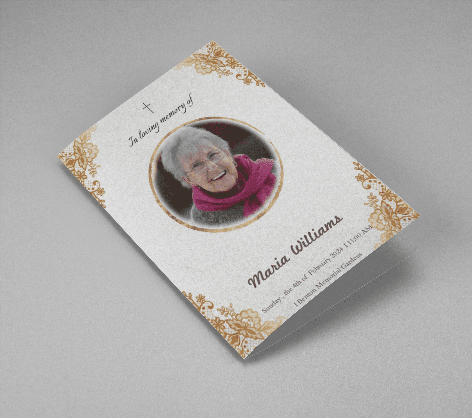 Golden Minimalist Obituary Funeral Program Template