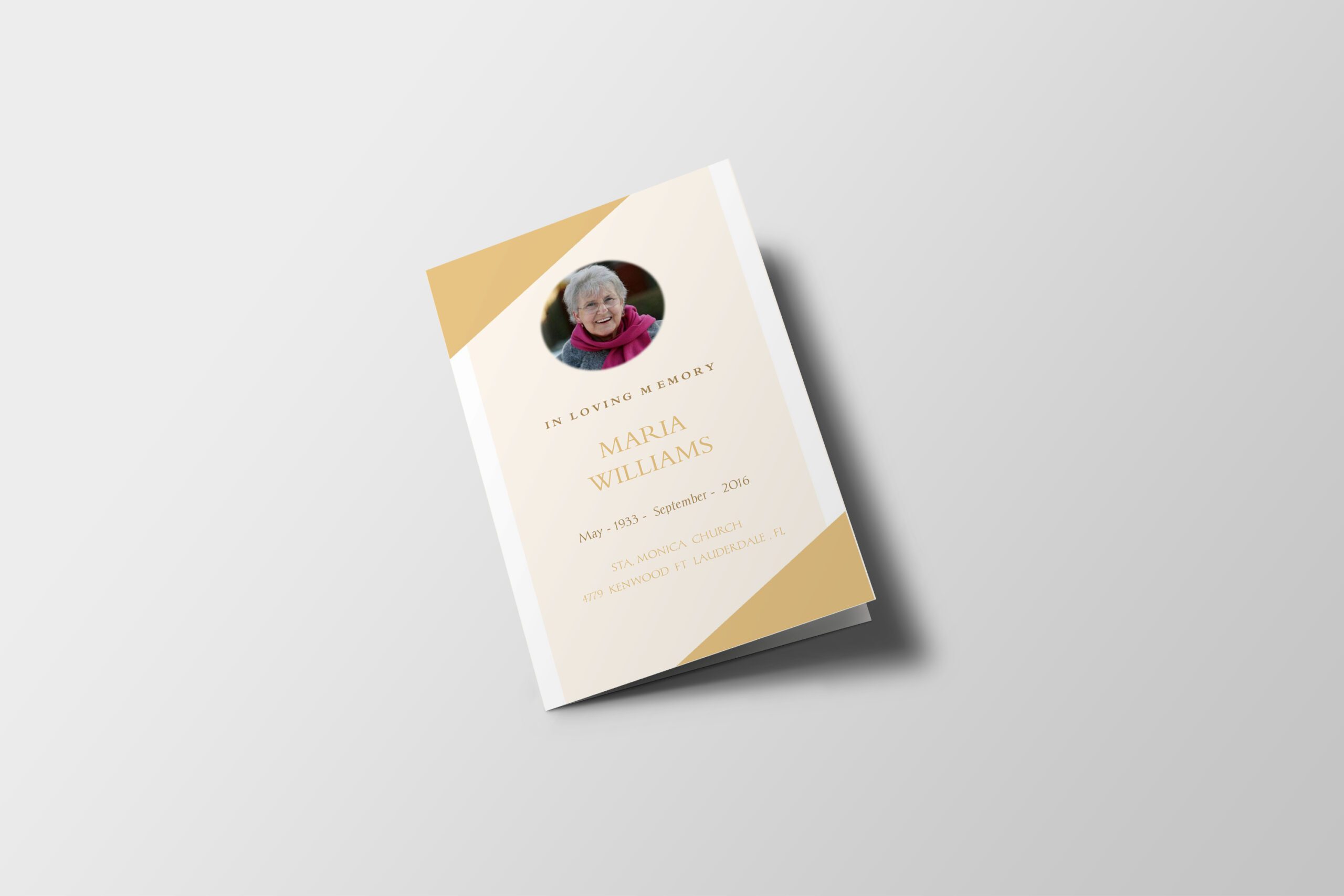 Monochromatic Beige Death Announcement Funeral Program Template