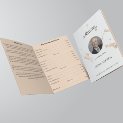 Cream Gold Marble Funeral Program Template Archives - Funeral Pamphlet Site