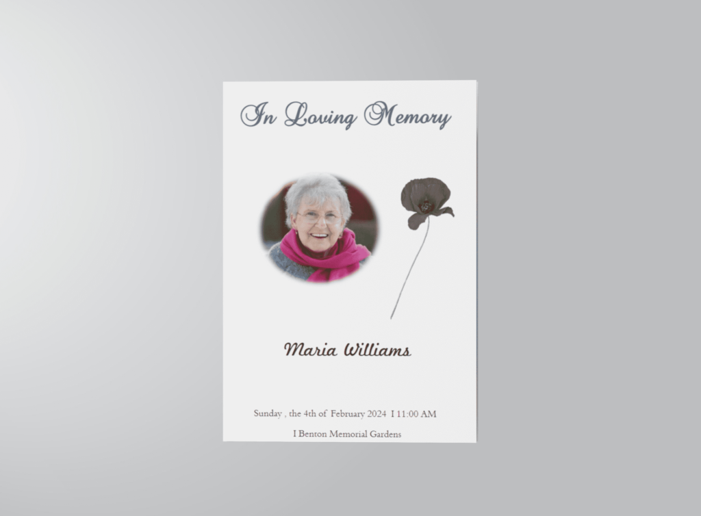 Gray Elegant Oval Frame Funeral Program Template