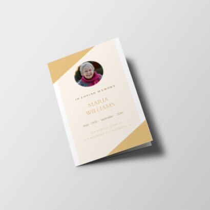 Monochromatic Beige Death Announcement Funeral Program Template