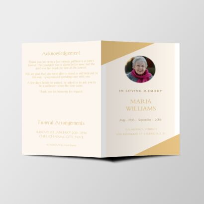 Monochromatic Beige Death Announcement Funeral Program Template